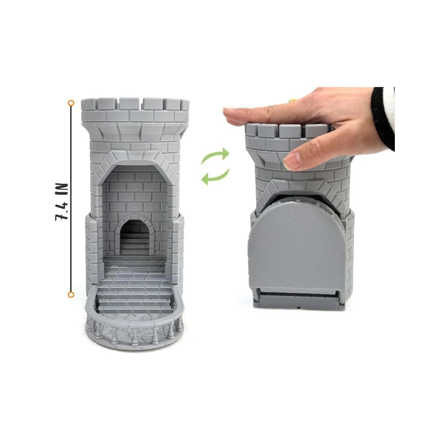 3D Printed Hollow Castle Shape Dice Tower- DND Gift – P3D