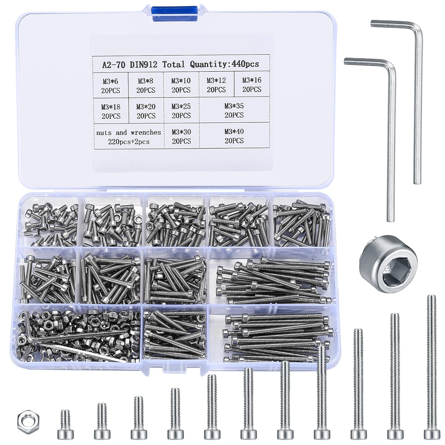 440 Pcs M3 Screws, Stainless Steel – P3D
