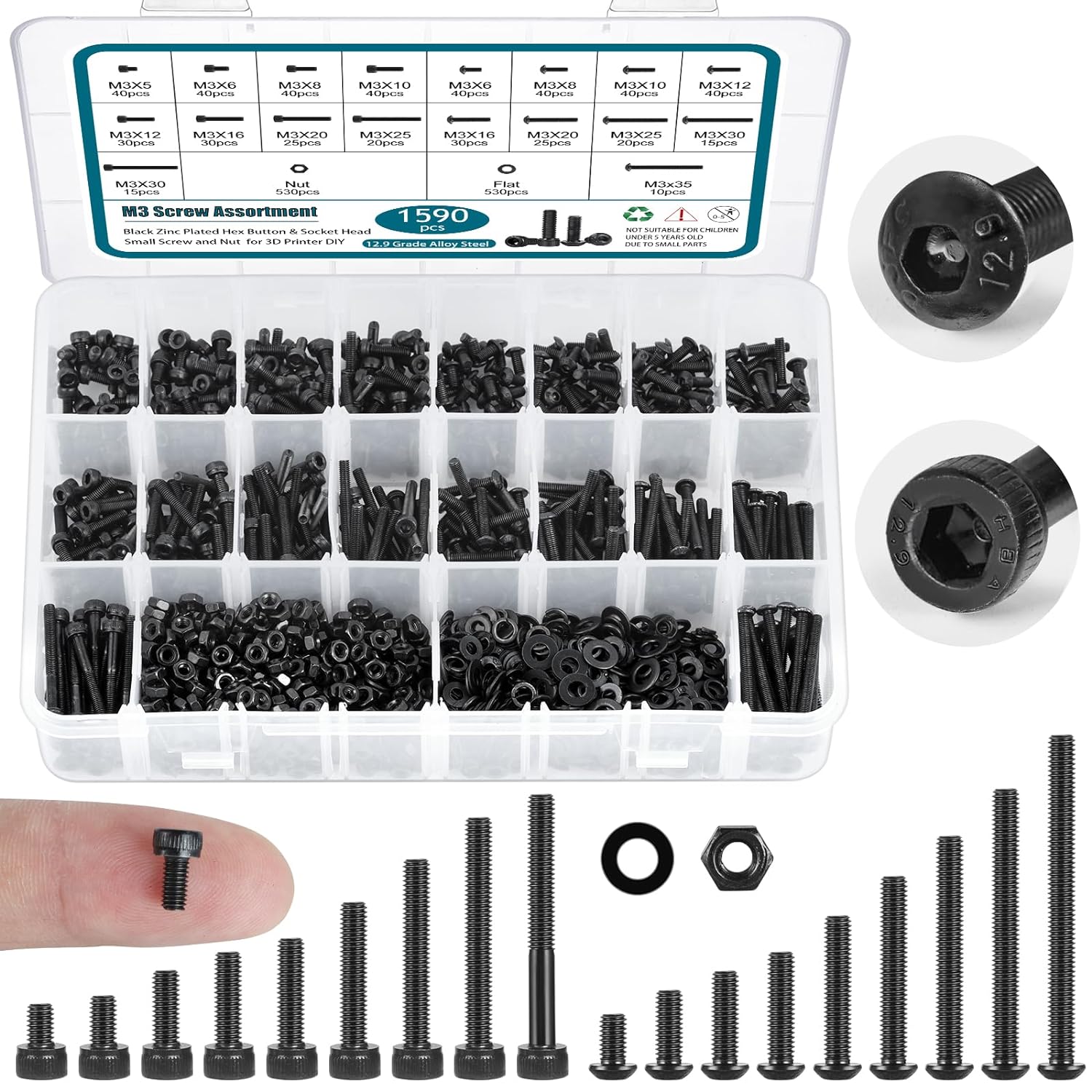 1590Pcs M3 Screws – P3D