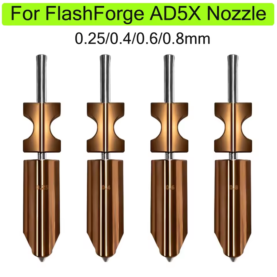 Flashforge AD5X 0.25mm 0.4mm 0.6mm 0.8mm Hardened Nozzle Assembly – P3D