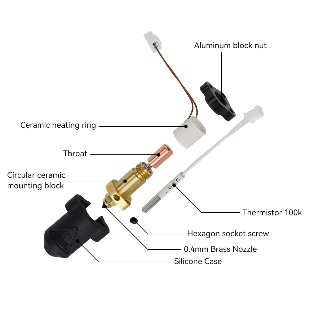 Creality K1 Thermistor Ceramic Heater 300°c High Temp 100k Thermistor P3d