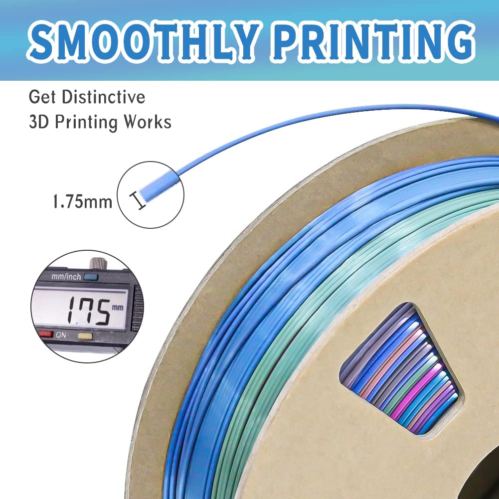 Silk Rainbow PLA Filament with Cardboard Spool 1kg/2.2lbs – P3D