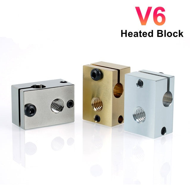 V6 Heated Block Copper Plated Brass Aluminium Heating Blocks For E3D V ...