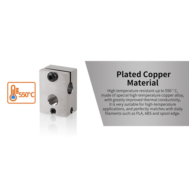 V6 Heated Block Copper Plated Brass Aluminium Heating Blocks For E3D V ...