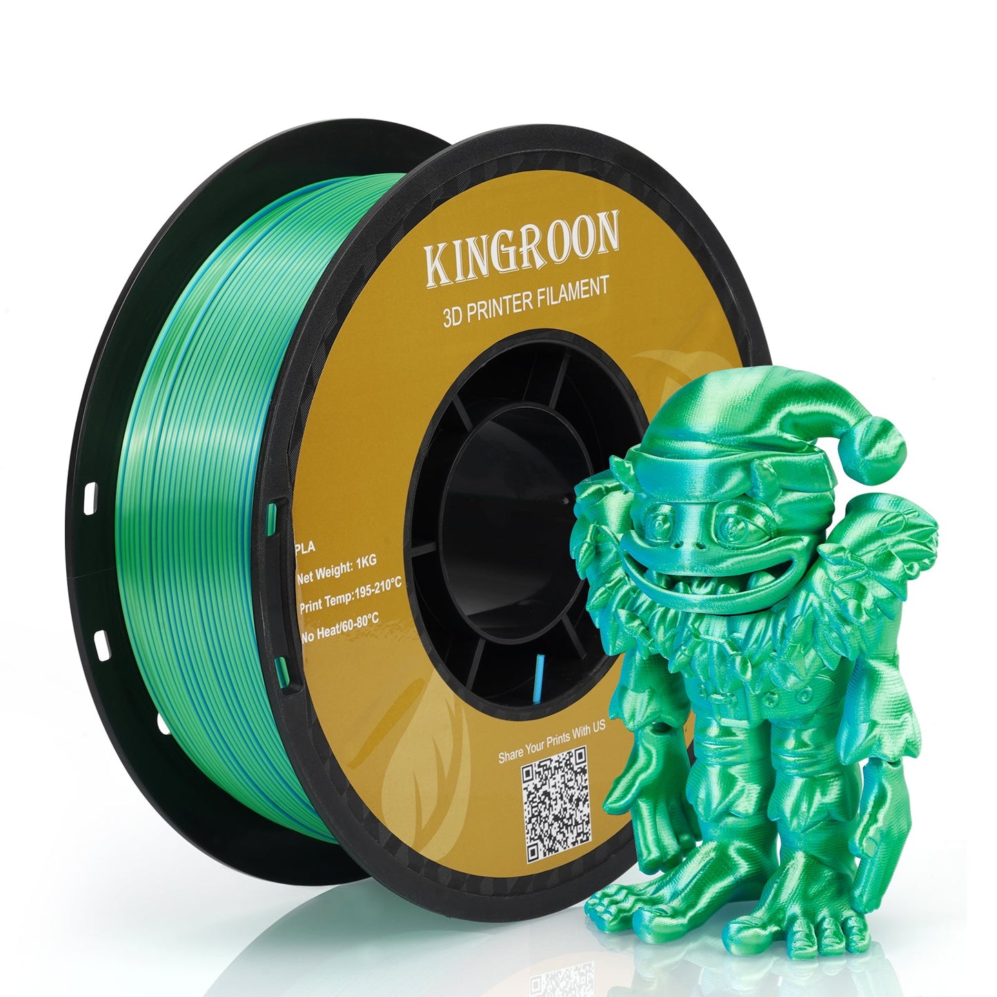 【2KG Pack】Dual Color Silk PLA Filament - Green / Blue PLA Impresora 3D ...