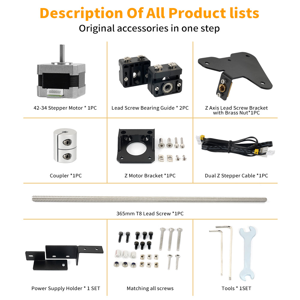 Dual Z Axis Lead Screw Upgrade Kit for Ender 3/Ender 3 Pro/Ender 3 V2 – P3D