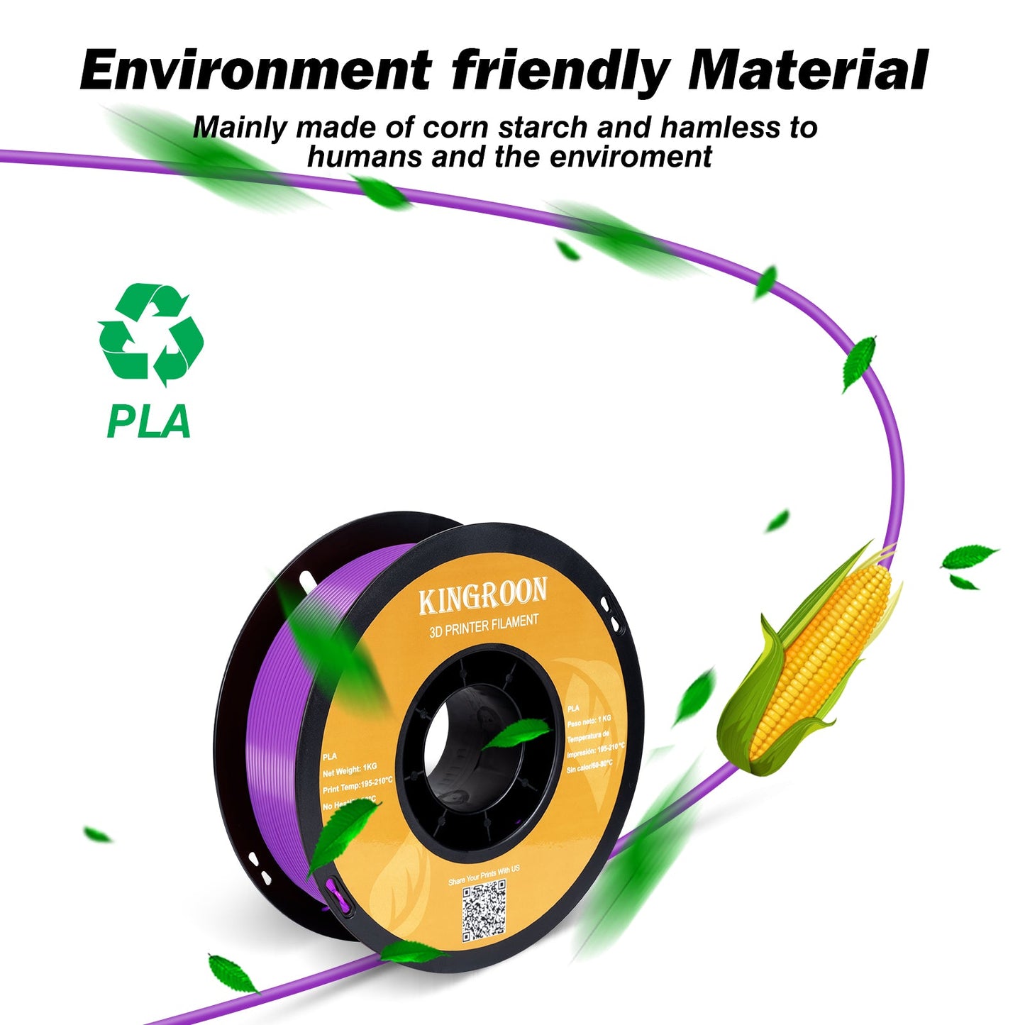 Purple PLA Filament 1.75mm 1KG for 3D Print PLA Impresora 3D – P3D