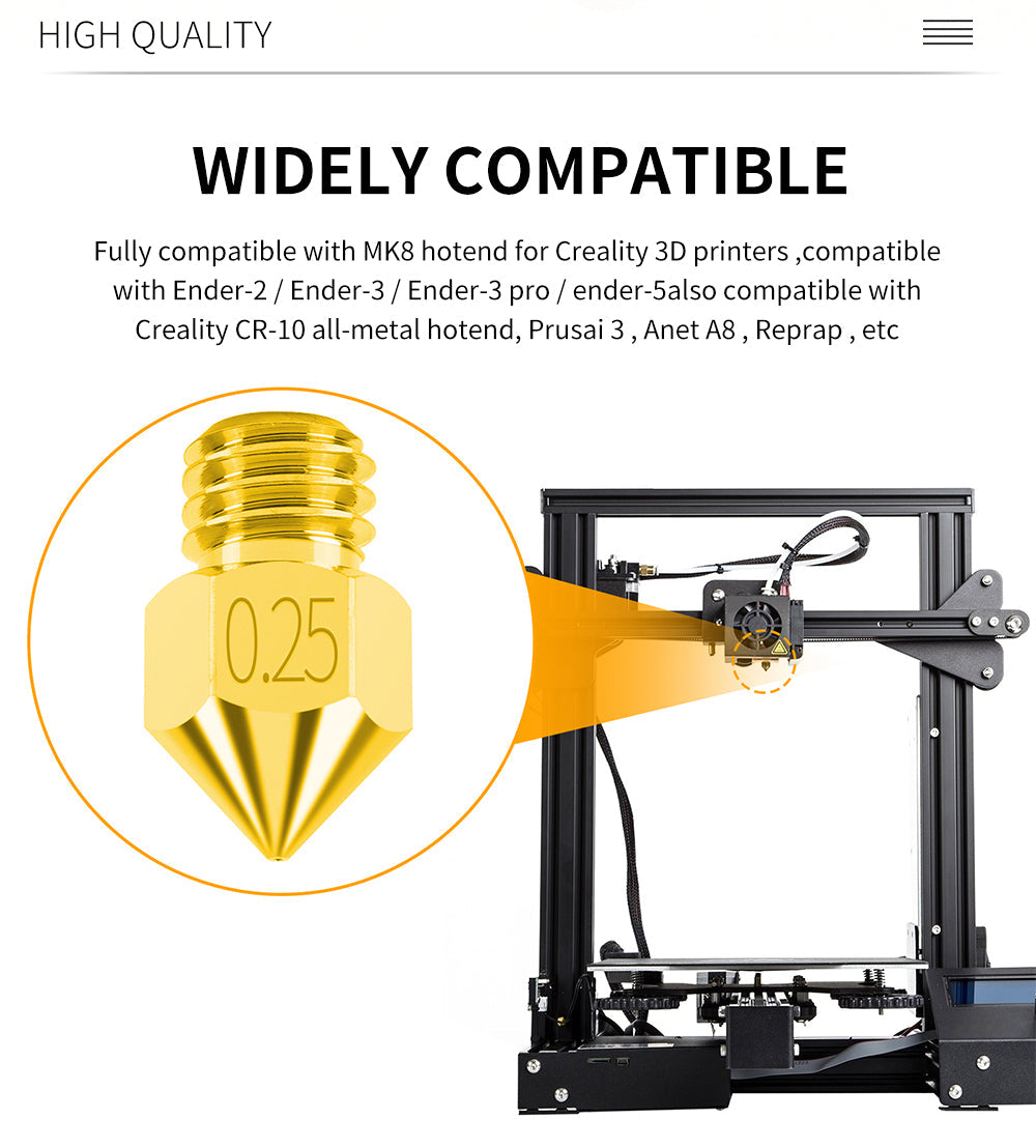 Micro Swiss MK8 Plated Wear Resistant Nozzle – P3D