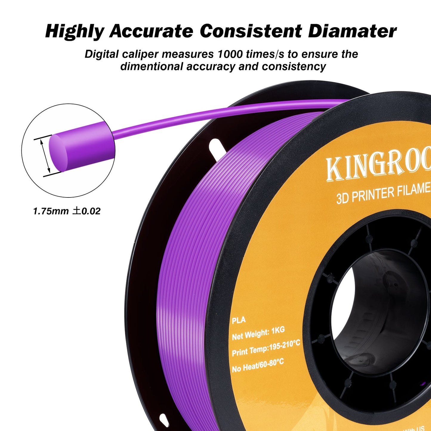 Purple PLA Filament 1.75mm 1KG for 3D Print PLA Impresora 3D – P3D