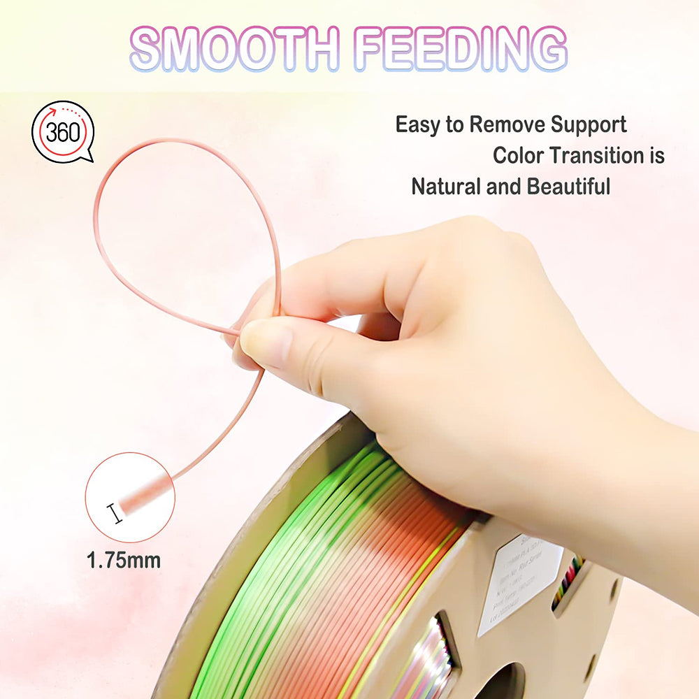 Silk Rainbow PLA Filament with Cardboard Spool 1kg/2.2lbs – P3D