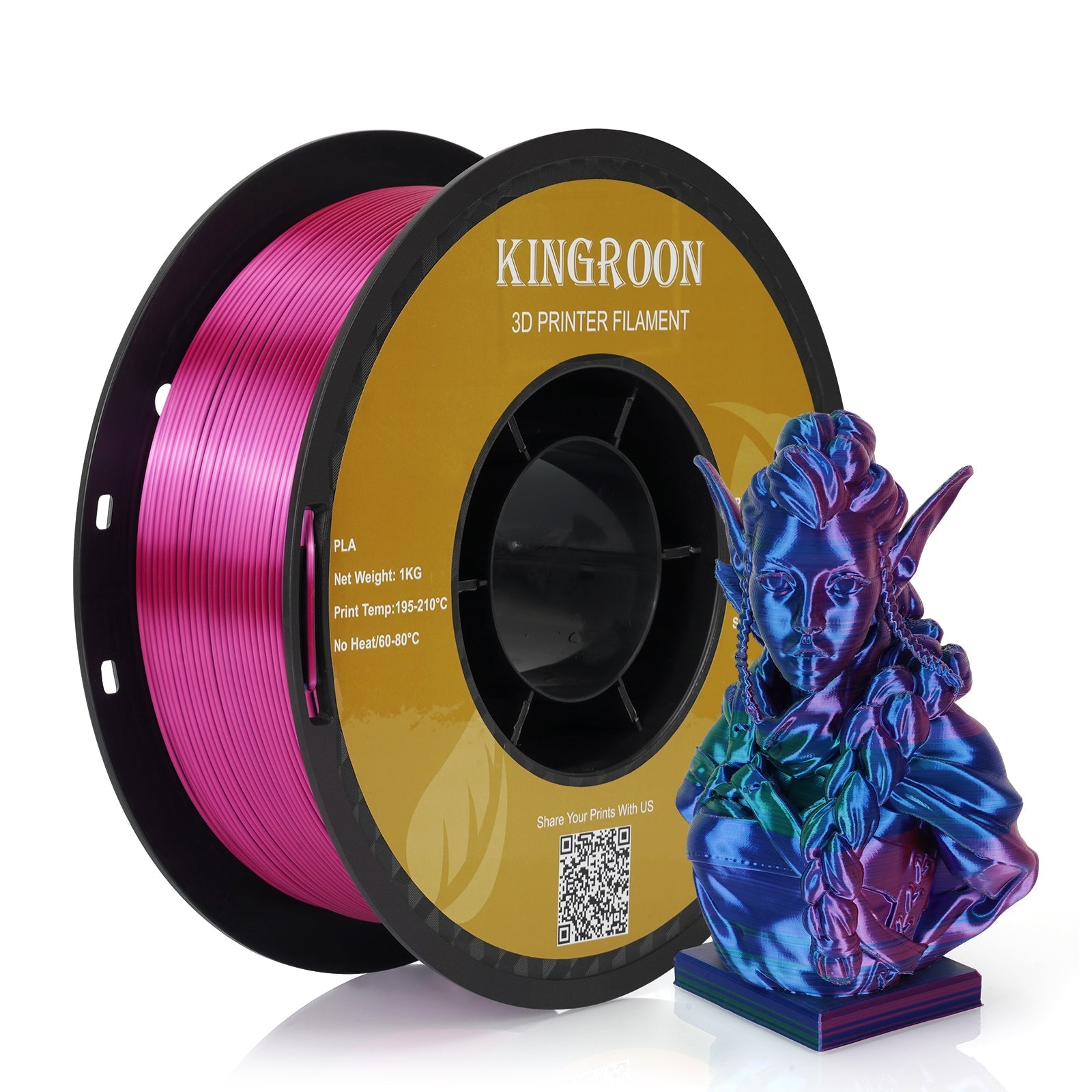 【2KG Pack】Tri-Color Silk PLA Filament - Green / Red / Blue – P3D