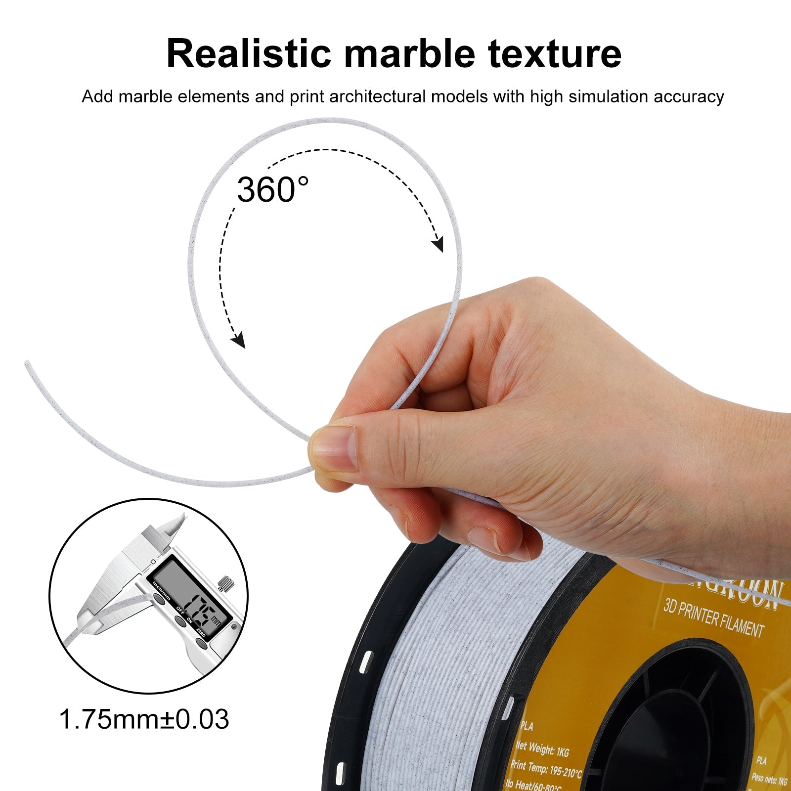 【2KG Pack】Marble PLA Filament PLA Impresora 3D – P3D