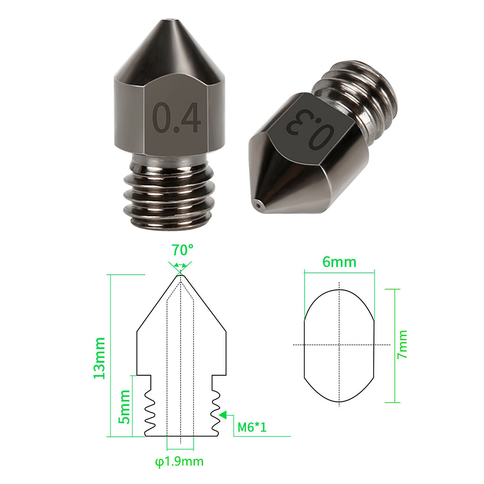 Hardened Steel & Brass MK8 Extruder Nozzle Kit – P3D